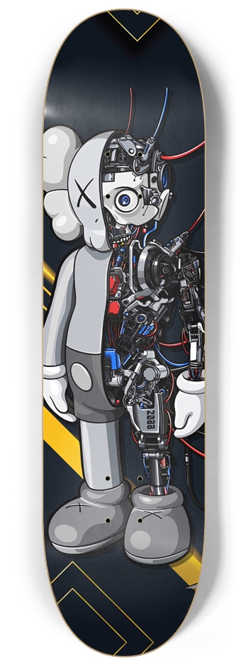 Kaws Robot Teal Skateboard Art 8-1/4 Skateboard Deck by CloverLeafArts