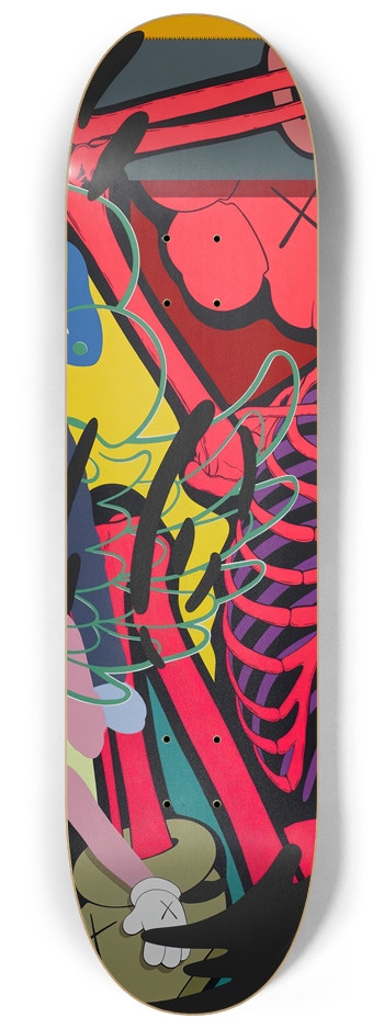Kaws Red Hypebeast 3 Skateboard 2 8-1/4 Skateboard Deck by CloverLeafArts