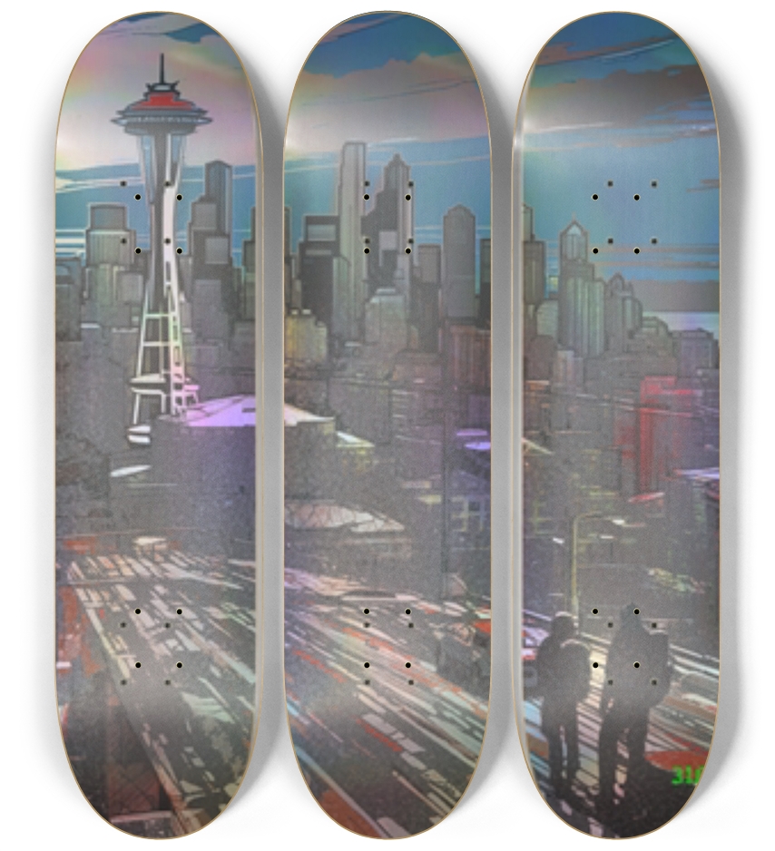 Seattle Skateboard Series 3 Deck Wall Series by 316