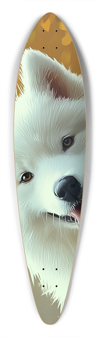White Dog Lovely pet Custom Longboard Pintail Longboard by UrbanDecks