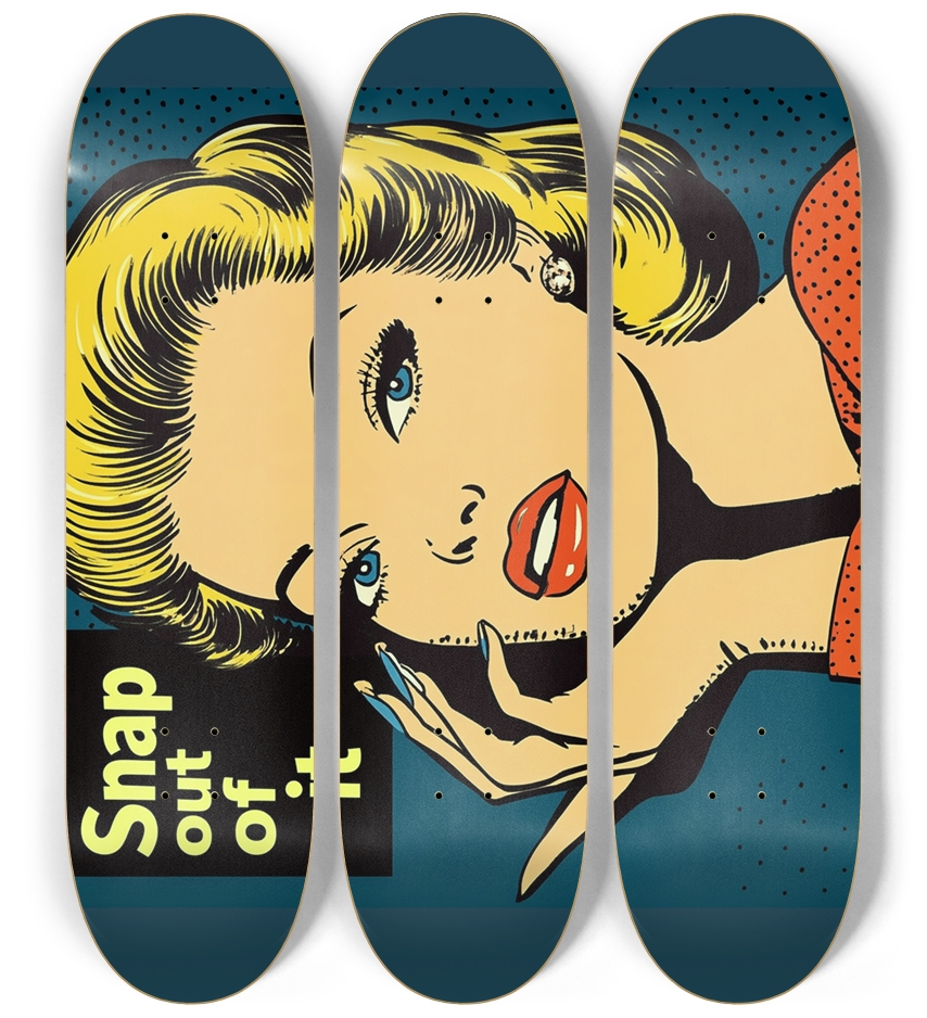 Pop art Snap Out of it Skateboard Series 3 Deck Wall Series by UrbanDecks