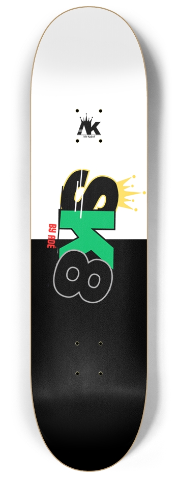 SK8 Logo Black n White 8-1/4 Skateboard Deck by SK8_By_Ade