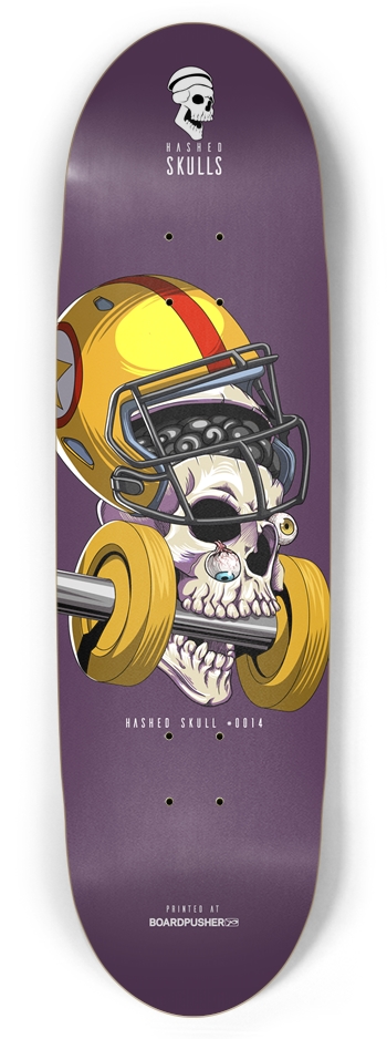 8.87in Hashed Skull #0014 Football Deck Football Shape by HashedSkulls