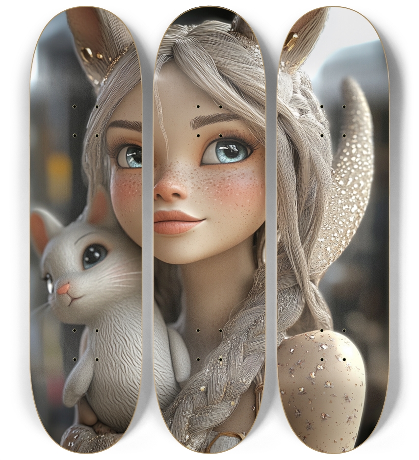 Bunny balance Skateboard Series 3 Deck Wall Series by Skaiestine