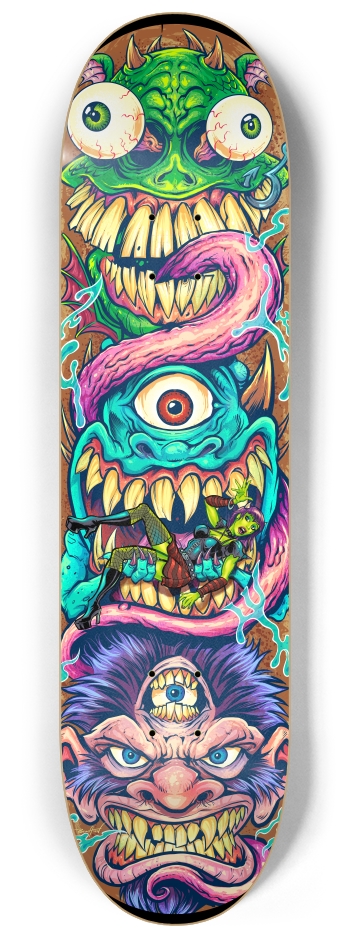 Monster Faces 8-1/4 Skateboard Deck by Flyland Designs