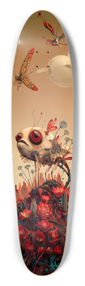 Robot Fish Flowers Longboard Shape by CoBo SK8